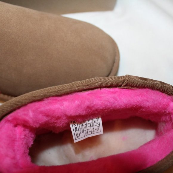 UGG | Shoes | Ugg Ultra Mini Womens Suede Shearling Chopd Logo Ankle Boots Chestn | Poshmark